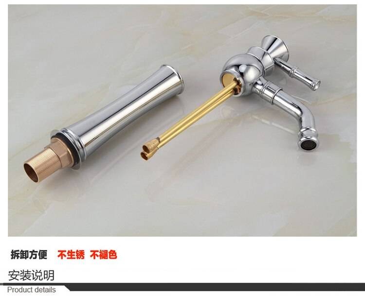 Luxury European Table Top Basin Faucet Modern Chrome Plated Single Hole ...