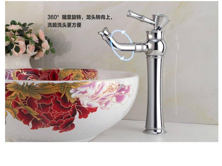 Luxury European Table Top Basin Faucet Modern Chrome Plated Single Hole ...