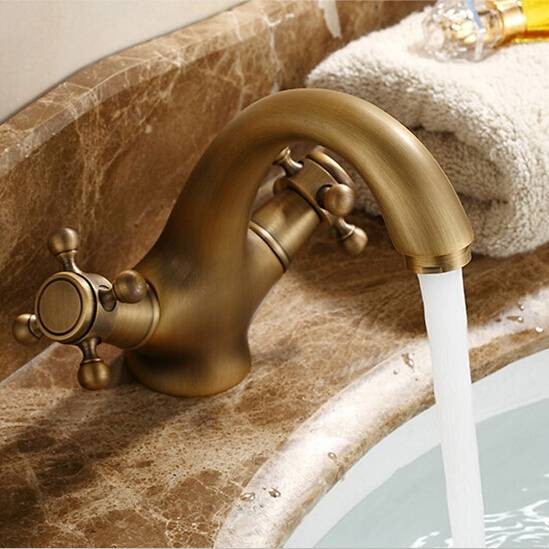 Luxury Double Handle Crystal Gold Bathroom Basin Tap Sink Faucet Water ...