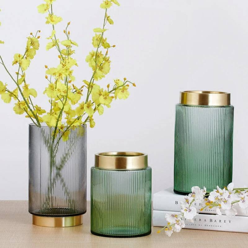 Luxury Green Colorful Glass Vases Gold Vase Flower Pots Planters Home ...