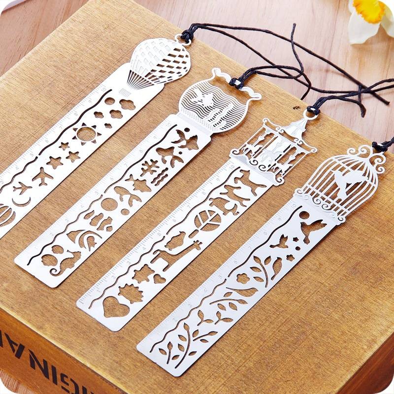 Luxury Metal Ruler Bookmark Hollow Ultra-thin Ruler Korea Children ...