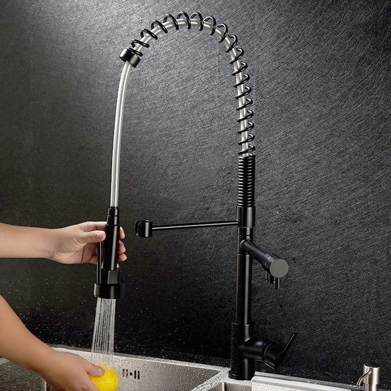 Luxury Modern Single Hole Spring Coil Pull Down Spray Kitchen Faucet ...