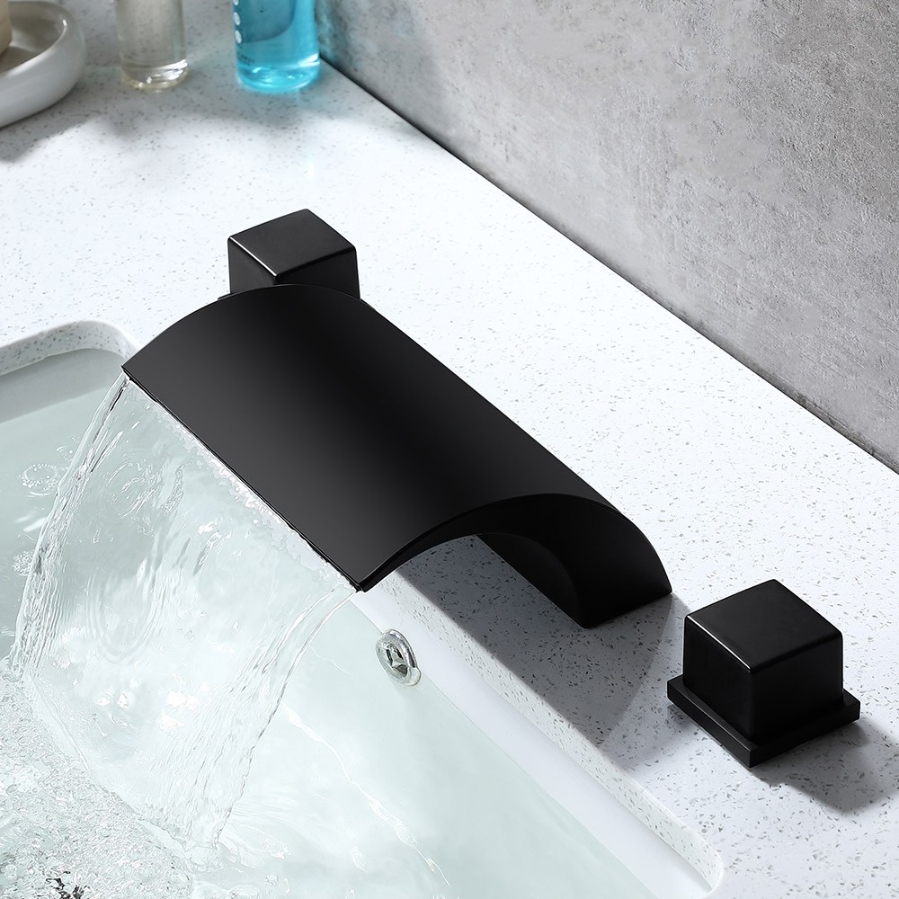 Luxury Modern Stylish Waterfall Roman Tub Faucet Double Handle Brass