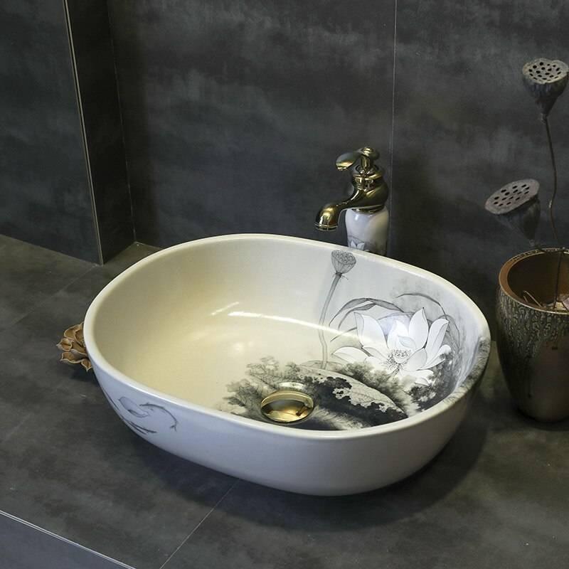 Luxury Oval Europe Vintage Style Art wash basin Ceramic Counter Top ...