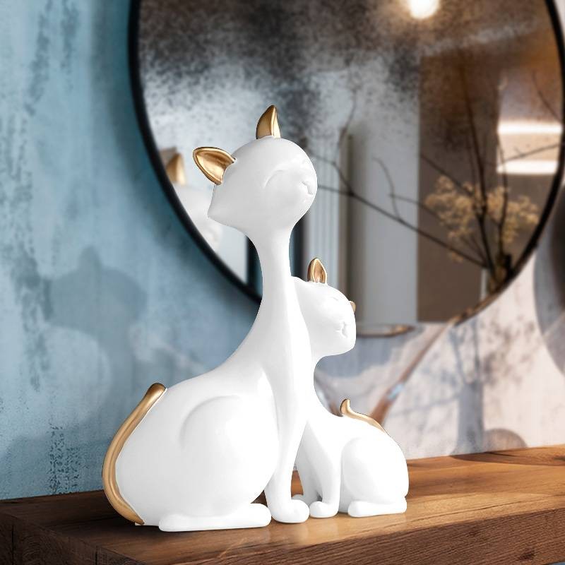 Luxury Resin Cat Figurines Miniatures Decorative Animals desktop gift ...