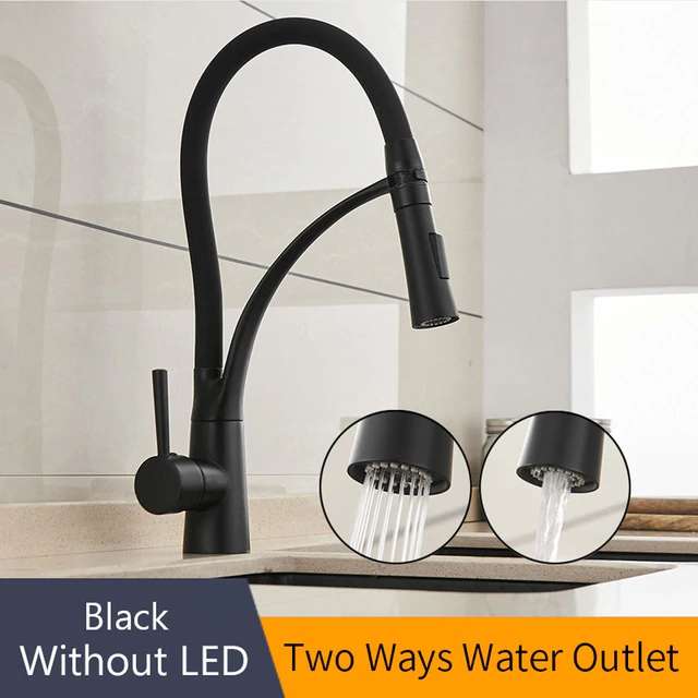 Luxury LED Kitchen Faucets with Rubber Design Chrome Mixer Faucet for ...