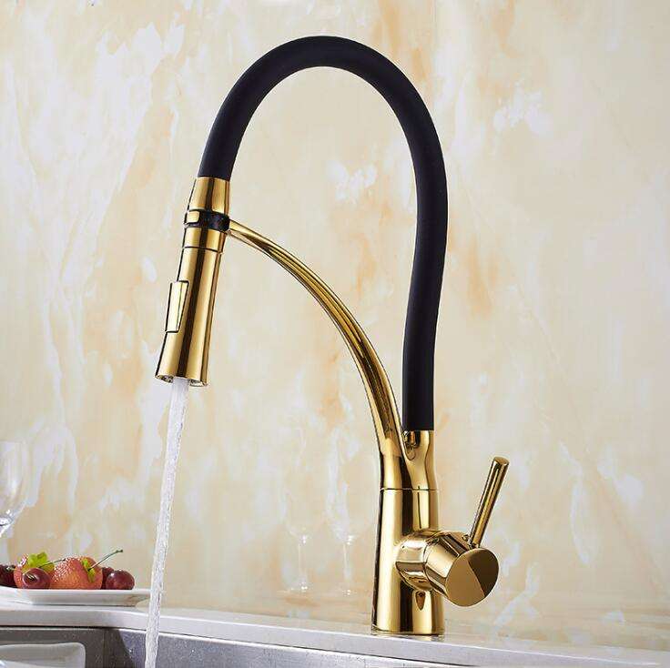 Luxury LED Kitchen Faucets with Rubber Design Chrome/Gold Mixer Faucet ...