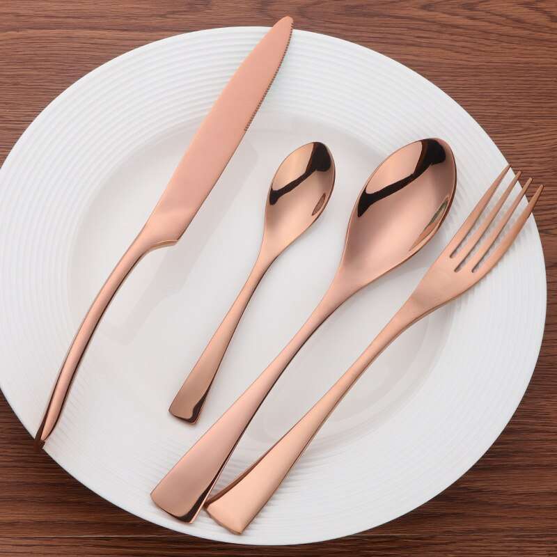 Luxury Gold Flatware Set Stainless Steel Cutlery 18/10 Utensils Kitchen ...