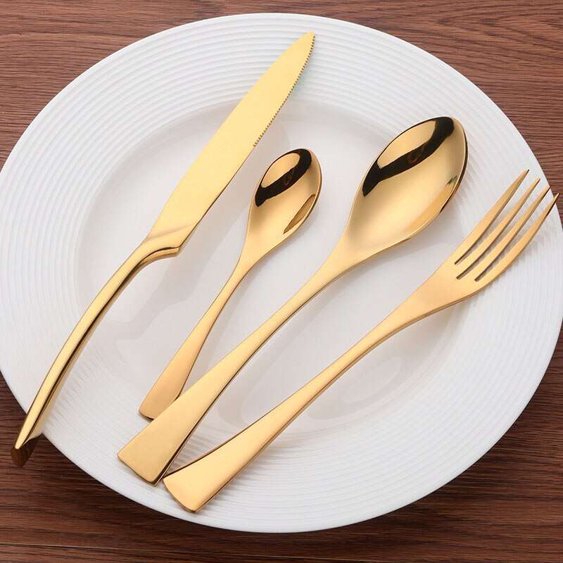 Luxury Gold Flatware Set Stainless Steel Cutlery 18/10 Utensils Kitchen ...